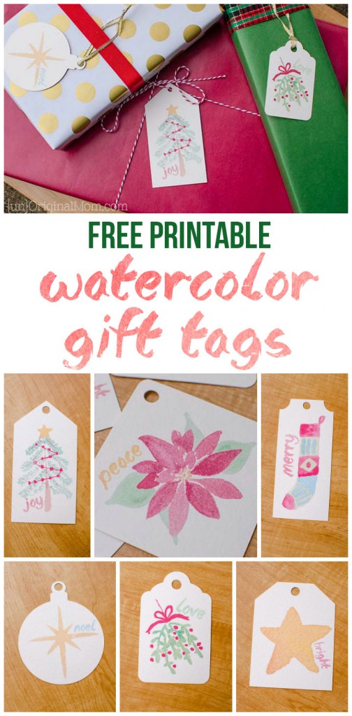 Free Printable Watercolor Gift Tags for Christmas - unOriginal Mom