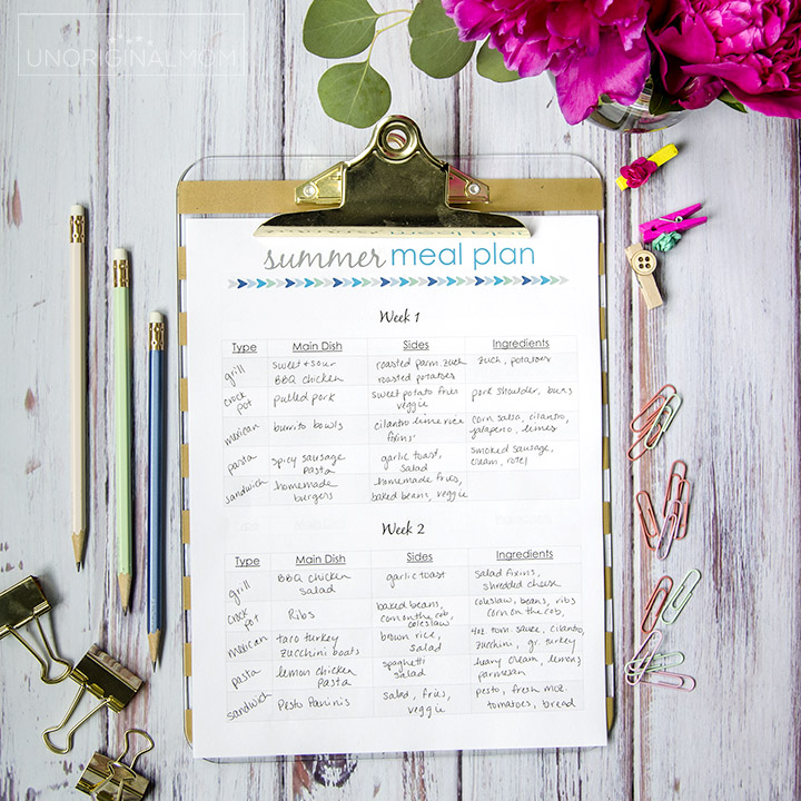 How to Meal Plan Your Whole Summer in 5 Easy Steps - unOriginal Mom