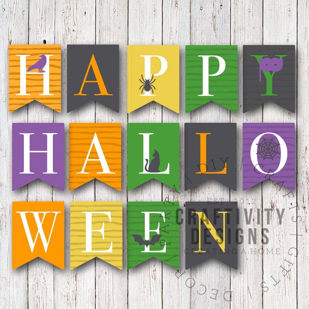Free Printable Colorful Halloween Banner - unOriginal Mom
